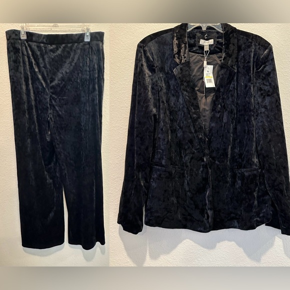 Cupio | Jackets & Coats | Cupio Black Velvet 2 Piece Suit Blazer Jacket ...